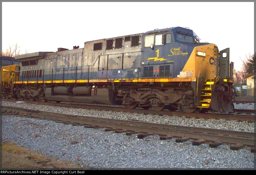 CSX 1, Spirit of West Viriginia at dusk
